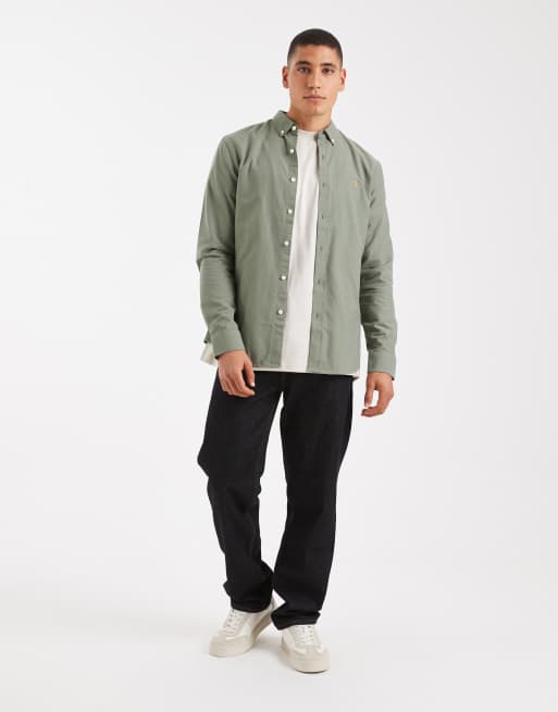 Farah brewer long sleeve shirt in green | ASOS