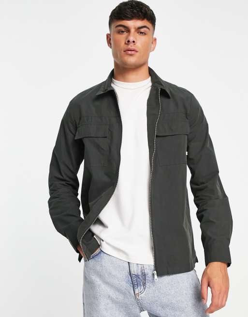 Farah Goto zip overshirt in black | ASOS