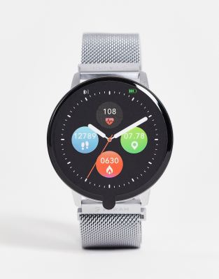 Farah Series 5 mesh strap smart watch in silver | ASOS