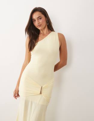 Fashionkilla exclusive double sculpted slinky one shoulder metal drape ...