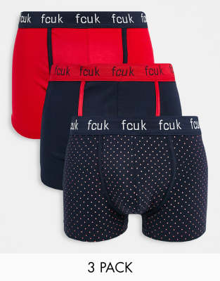 FCUK 3 pack boxers in print | ASOS