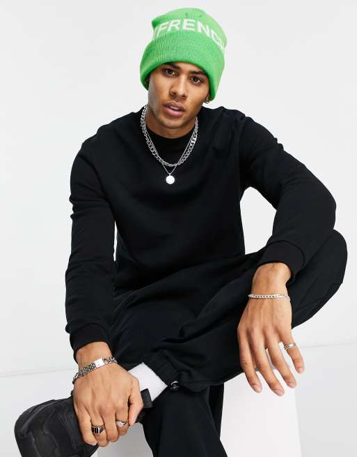 FCUK bright logo beanie hat in green | ASOS