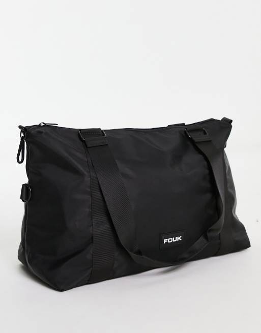 FCUK logo weekend bag in black | ASOS