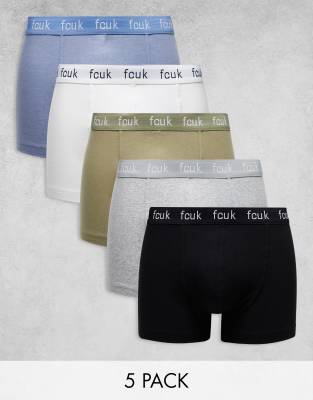 FCUK - Set van 5 boxershorts in zwart | ASOS