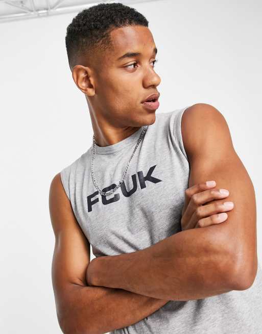FCUK sleeveless t-shirt vest in grey | ASOS