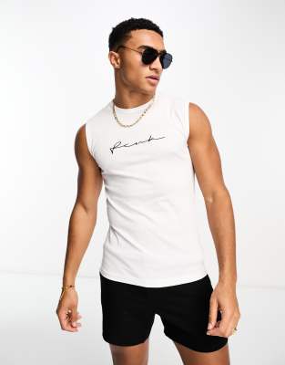 FCUK sleeveless t-shirt vest in white | ASOS