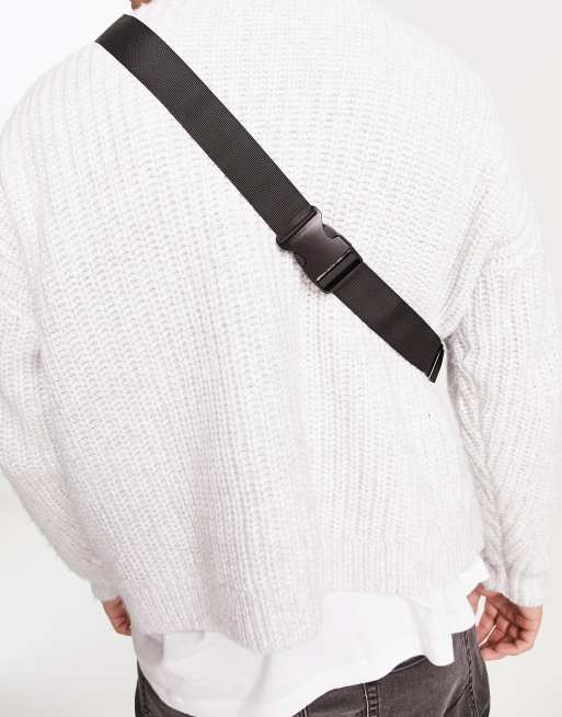 Fenton zip front flat bum bag in black | ASOS