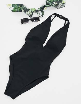 Figleaves fuller bust icon adelaide swimsuit with strappy back in black ...