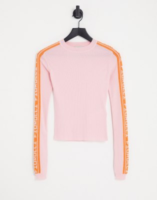 Fiorucci rib logo sweater in pink | ASOS
