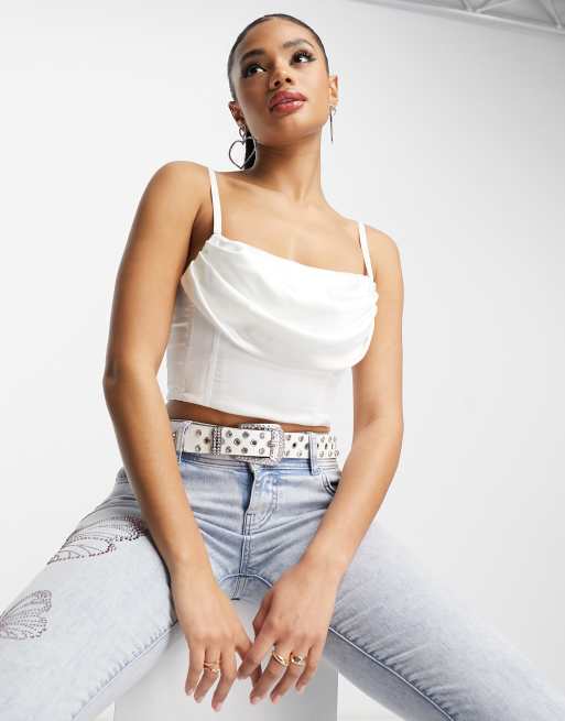 First Distraction the label built in corset top in ivory | ASOS