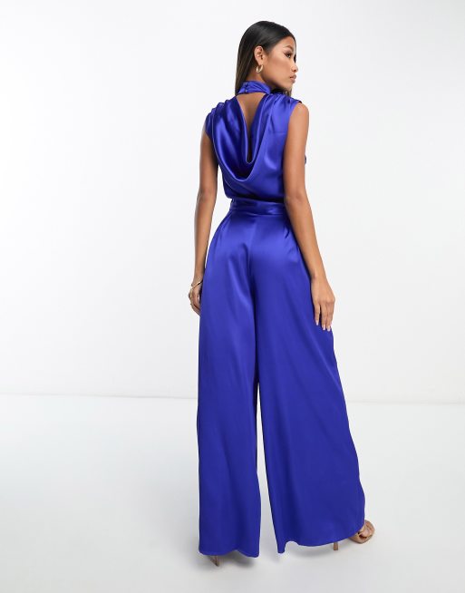 First Distraction the label cowl neck jumpsuit in cobalt | ASOS