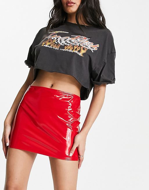 First Distraction vinyl mini skirt in red | ASOS First Distraction vinyl mini skirt in red | ASOS