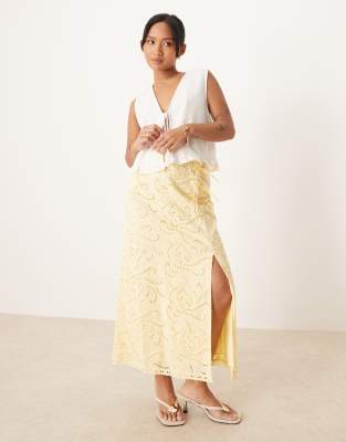 Forever New Petite - Jupe longue en lin - Jaune | ASOS