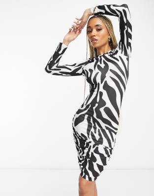 Forever Unique bodycon mini dress in zebra | ASOS