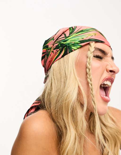 Fred Perry Amy palm print scarf in coral heat | ASOS