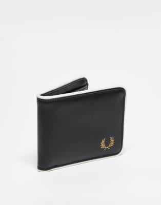 Fred Perry classic bifold wallet in black & ecru | ASOS