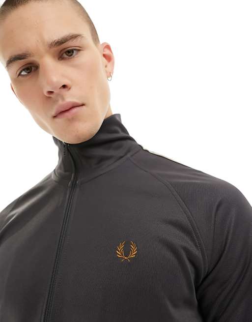 Fred Perry contrast tape track jacket in gray | ASOS Fred Perry contrast tape track jacket in gray | ASOS
