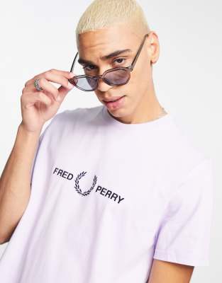 Fred Perry embroidered t-shirt in lilac | ASOS
