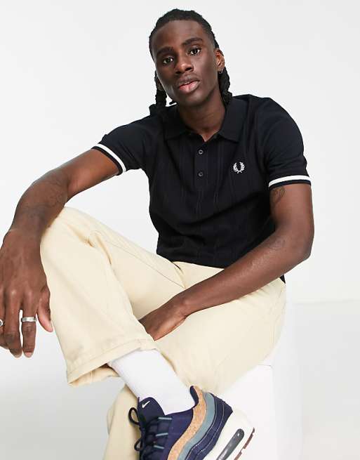 Fred Perry - Gebreid poloshirt in zwart | ASOS Fred Perry - Gebreid poloshirt in zwart | ASOS