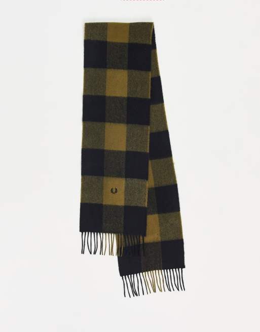 Fred Perry gingham check scarf in black | ASOS