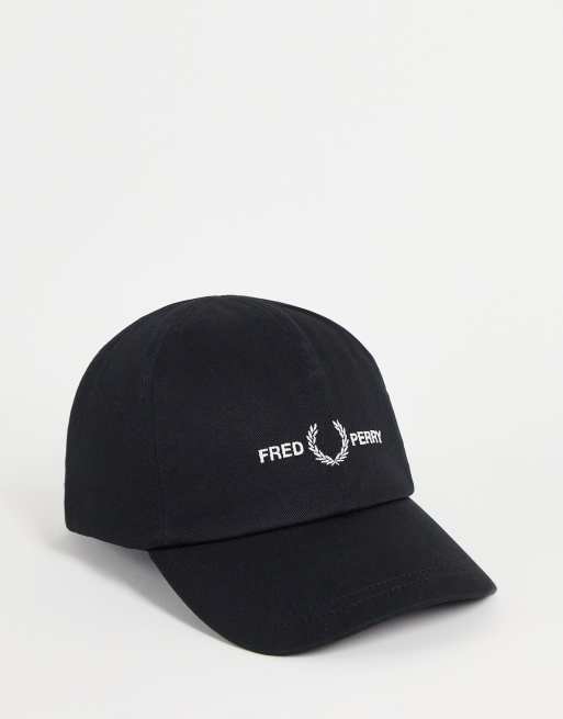 Fred Perry graphic tape cap in black | ASOS