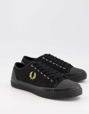 Fred Perry Hughes low canvas plimsolls in black | ASOS