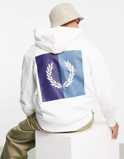 Fred Perry laurel wreath back print hoodie in white | ASOS