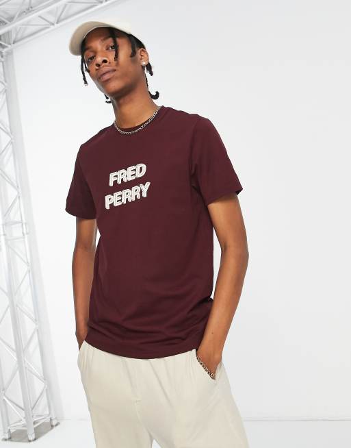 Fred Perry logo graphic t-shirt in red | ASOS