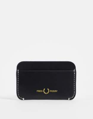 Fred Perry matte leather card holder in black | ASOS