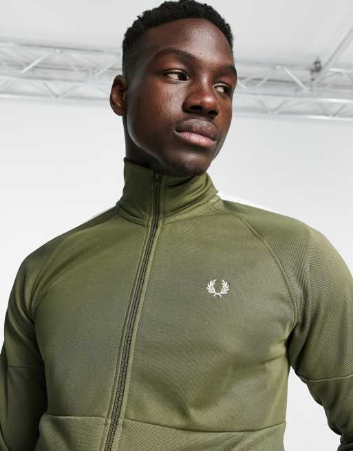 Fred Perry paneled track jacket in green | ASOS