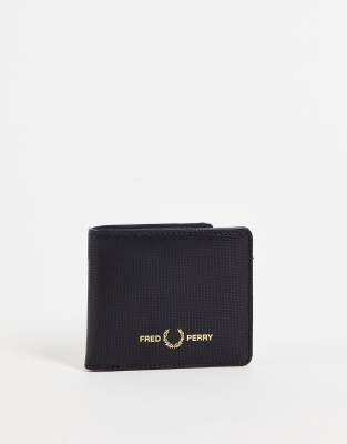 Fred Perry pique textured billfold wallet in black | ASOS