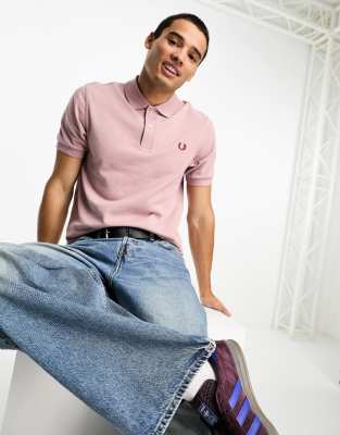 Fred Perry plain polo shirt in dusty rose pink | ASOS