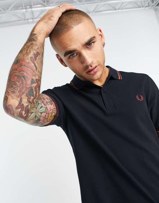 Fred Perry - Polo à liseré double - Bleu marine | ASOS