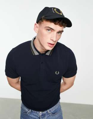 Fred Perry Stripe Collar Polo Shirt In Black | ModeSens
