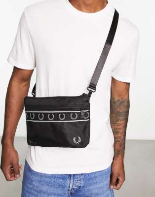 Fred Perry taped crossbody bag in black | ASOS