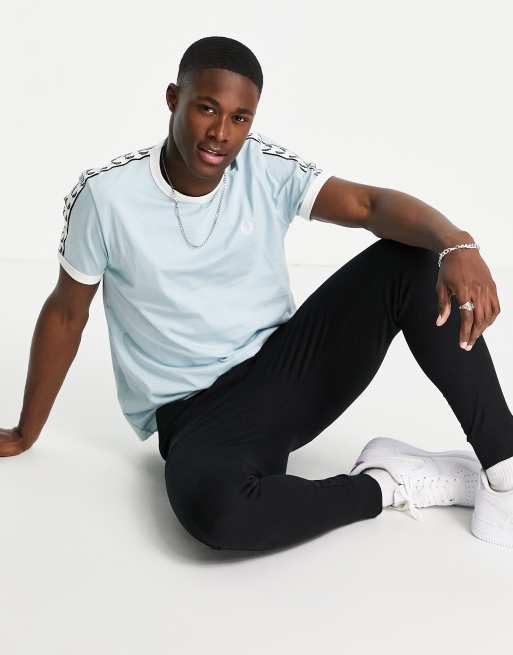 Fred Perry taped ringer t-shirt in lt. blue | ASOS