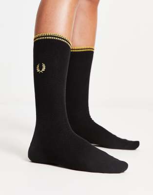 Fred Perry twin tipped metallic socks in black | ASOS