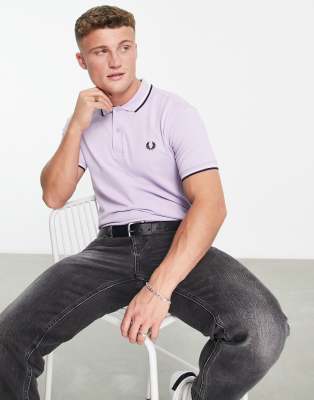 Fred Perry twin tipped polo shirt in lilac | ASOS