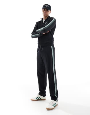 Fred Perry two colour taped trackies in black (part of a set) | ASOS