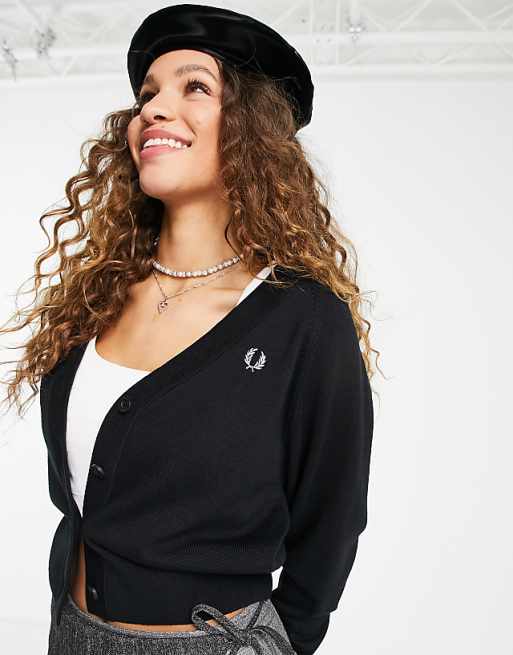 Fred Perry V-neck cardigan in black | ASOS Fred Perry V-neck cardigan in black | ASOS