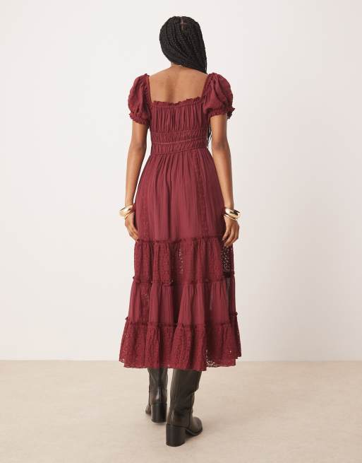 Free People Falling Sun midi dress in syrah | ASOS