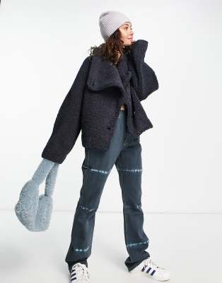Free People Izzy borg teddy coat in blue | ASOS