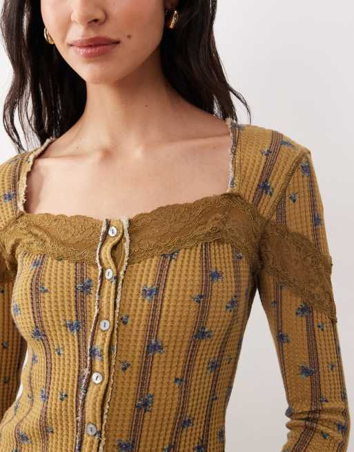Free People let's party button down floral top in beehive combo | ASOS