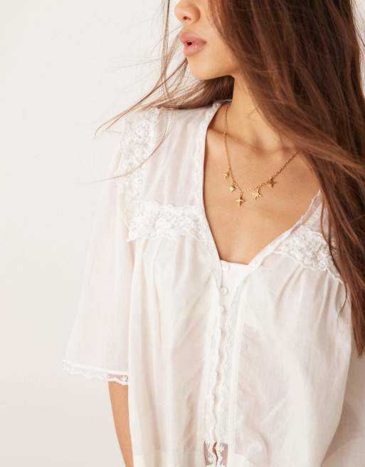 Free People luna cropped boho blouse in white | ASOS