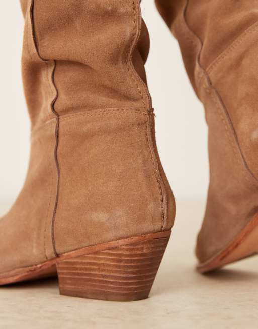 Free People sway low slouch boot in taupe | ASOS