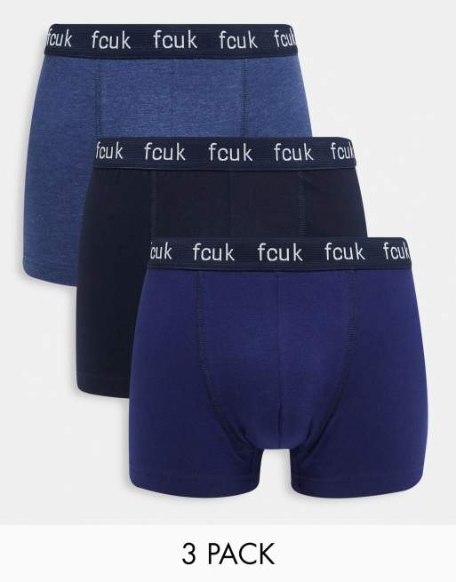 French Connection 3 pack boxers in blue and navy | ASOS