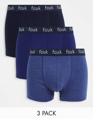 French Connection 3 pack boxers in blue multi | ASOS