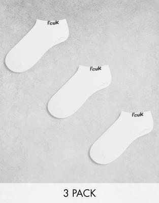 French connection 3 pack FCUK ankle sock in white | ASOS