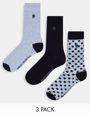 French Connection 3 pack socks in blue all over print | ASOS