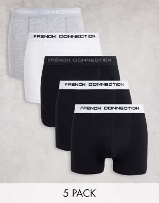 French Connection 5 pack boxers in gray multi | ASOS